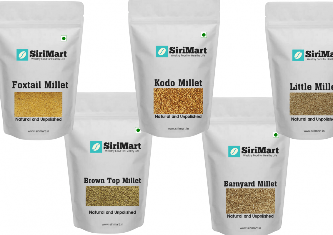 SiriMart Organic Unpolished Millets Combo pack of 5 - All 5 Positive ...